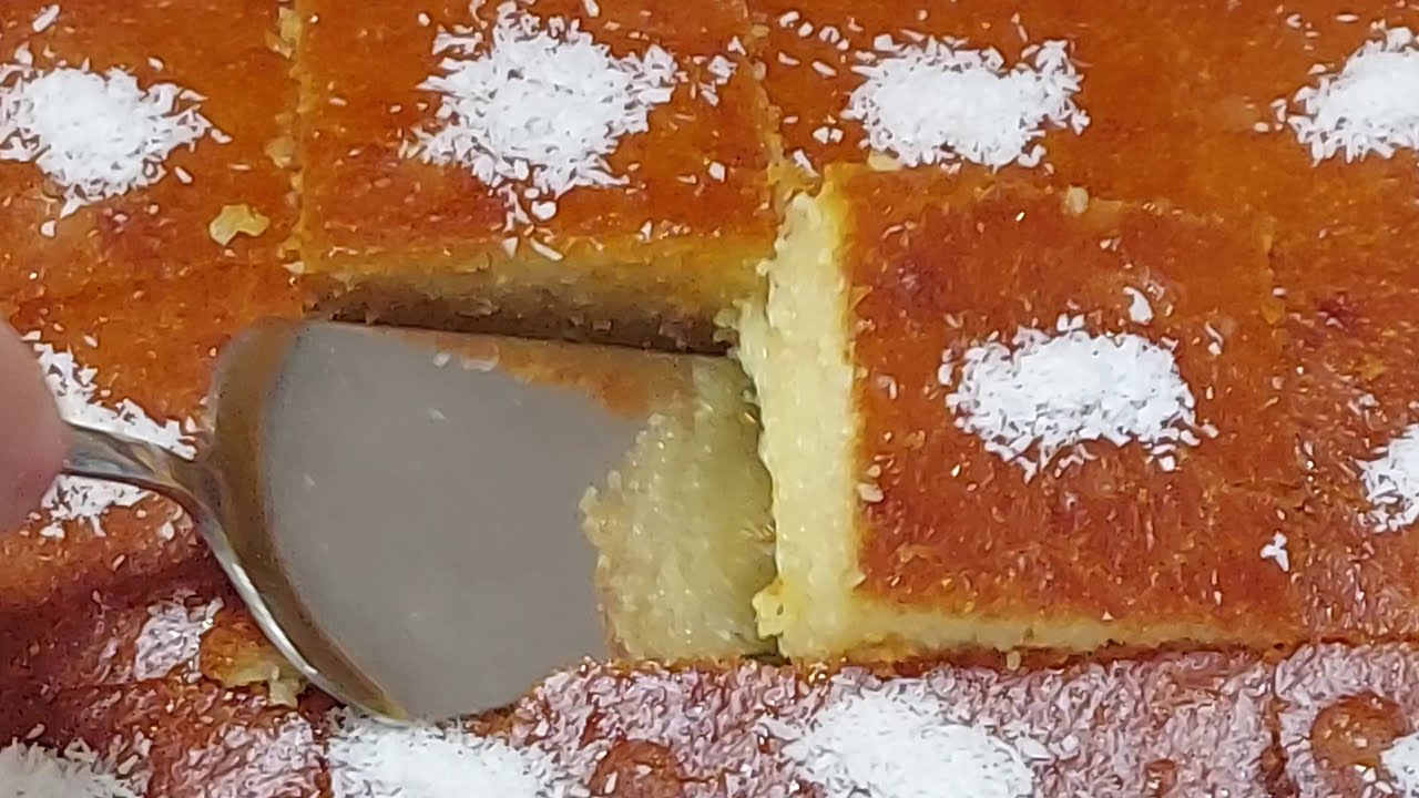 Only one orange!Turkish dessert (Revani)with syrup and orange ...