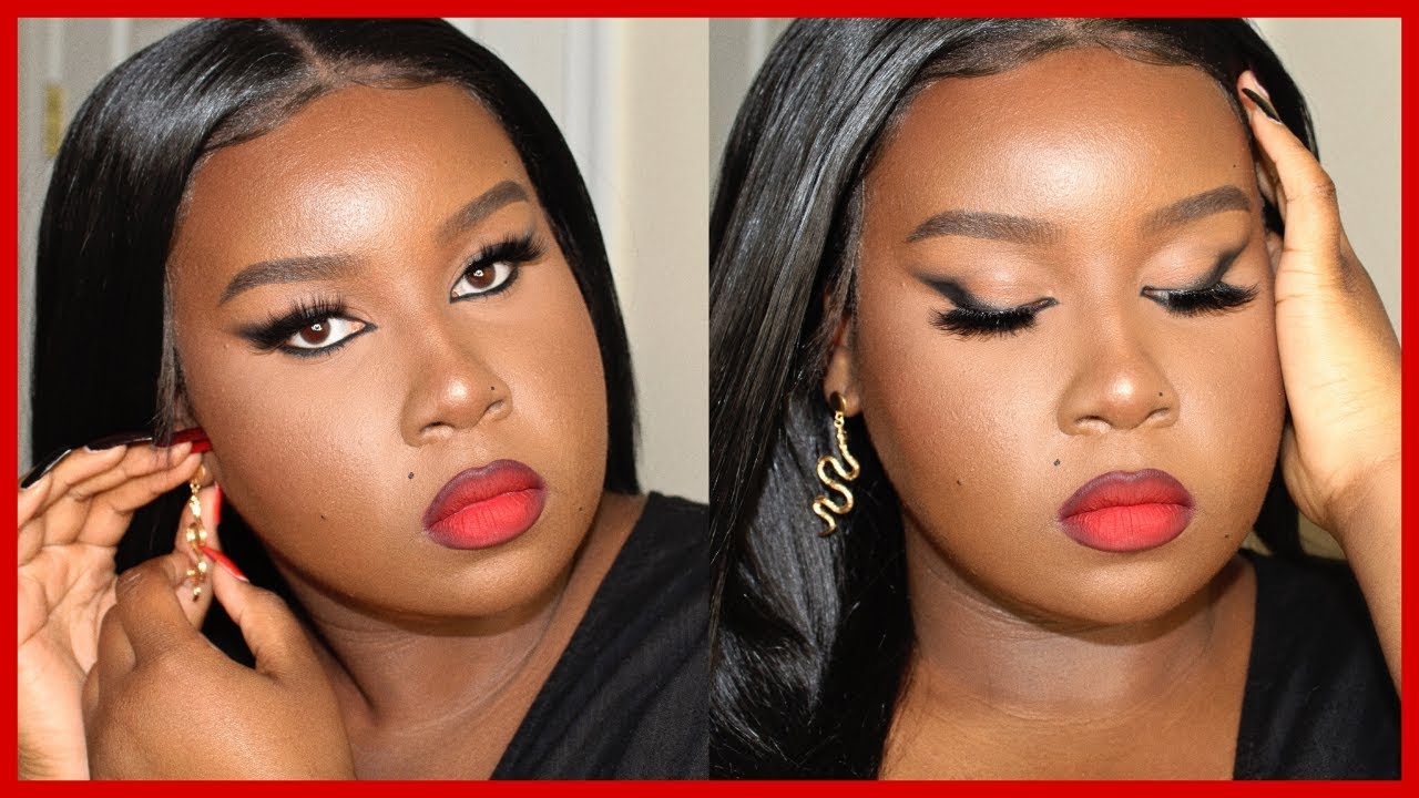 Easy Holiday Makeup Tutorial | Smokey Winged Liner + Red Lip - YouTube