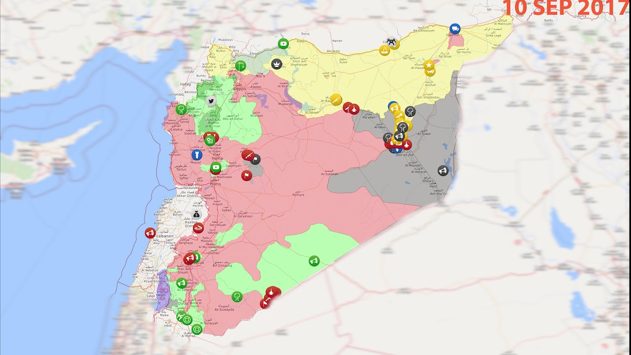 Animated map: war in Syria January 2017 - July 2018 - YouTube