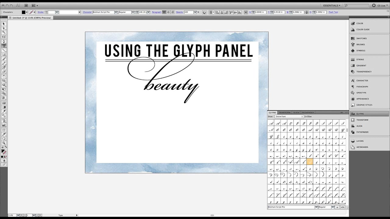 using the glyph panel.mp4 - YouTube