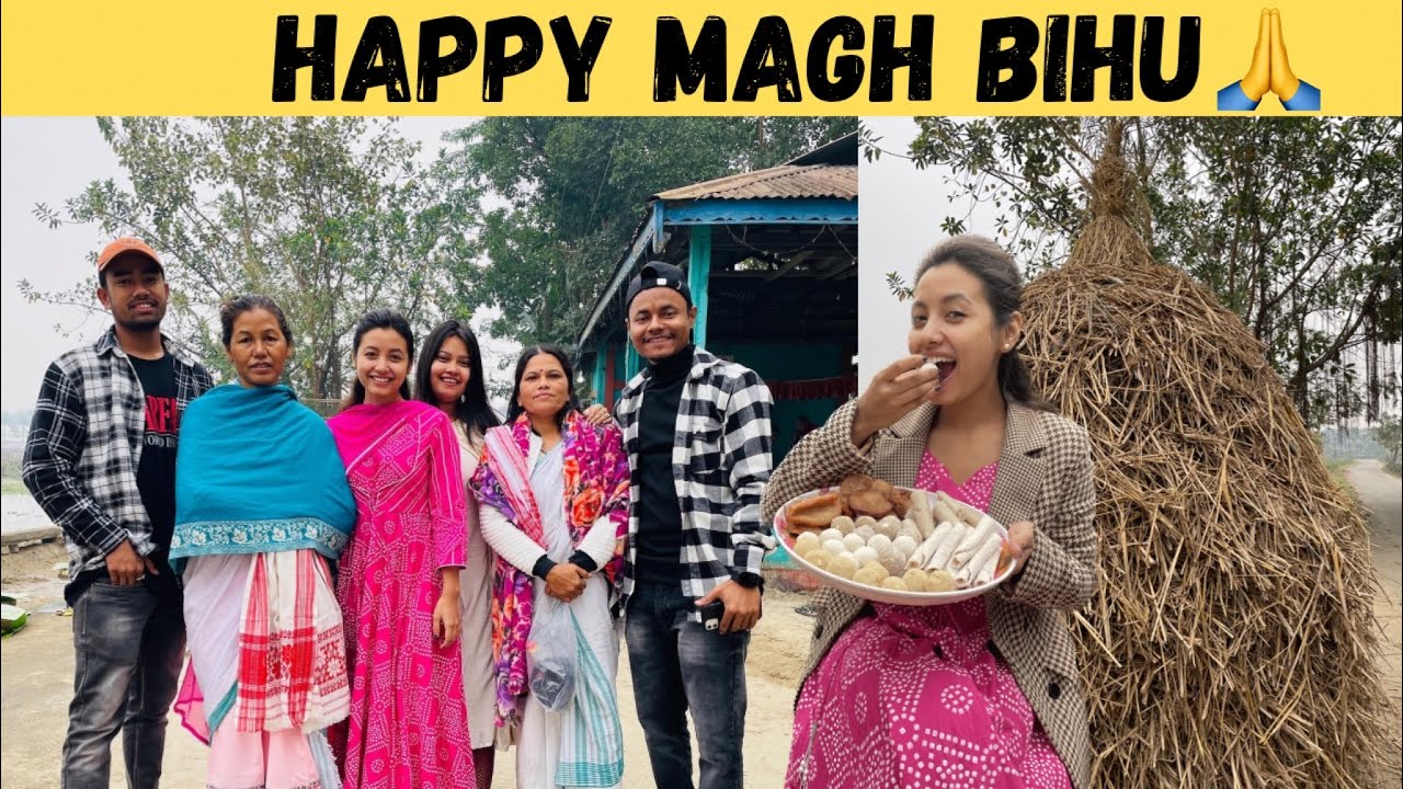 Celebrating Bihu with family ️|| Meji, Pitha ke saath kaise manaya bihu ...