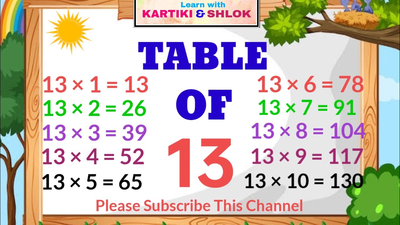 Table Of 13 |Table of 13×1=13 |Tables Song Multiplication Times of ...