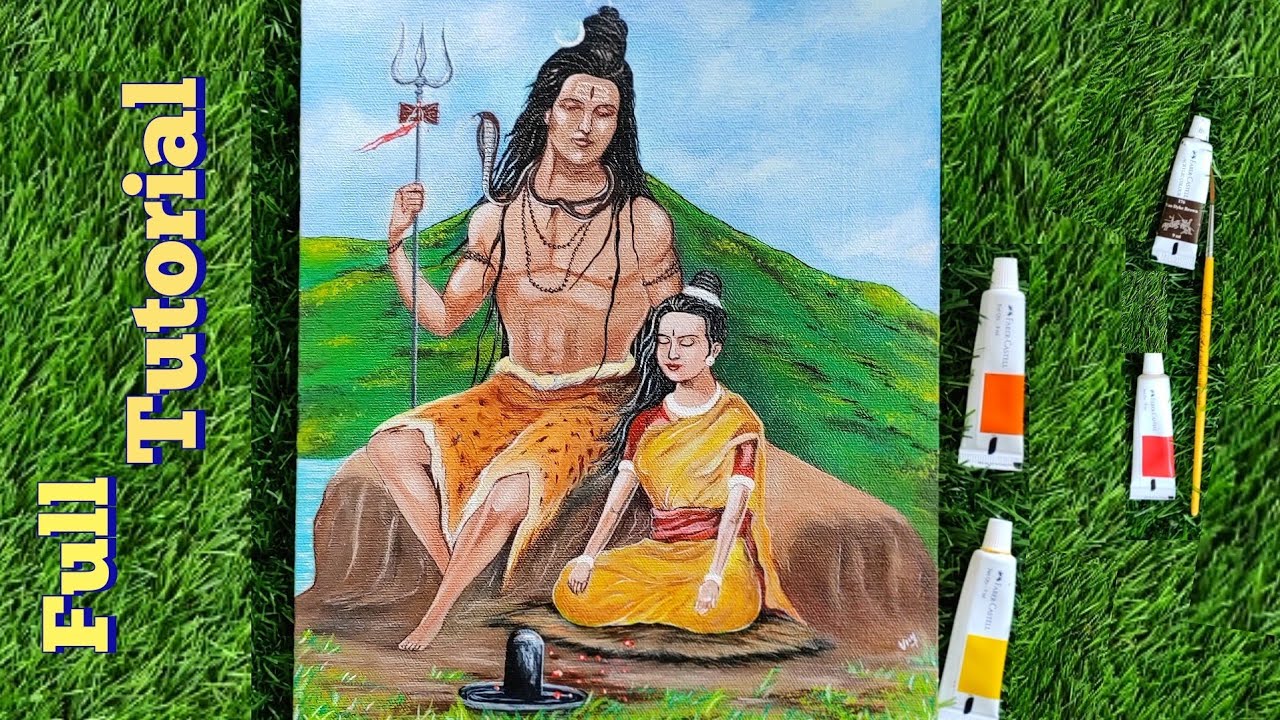 Acrylic Lord shiva Parvati painting lesson / Mahadev Acrylic Painting ...