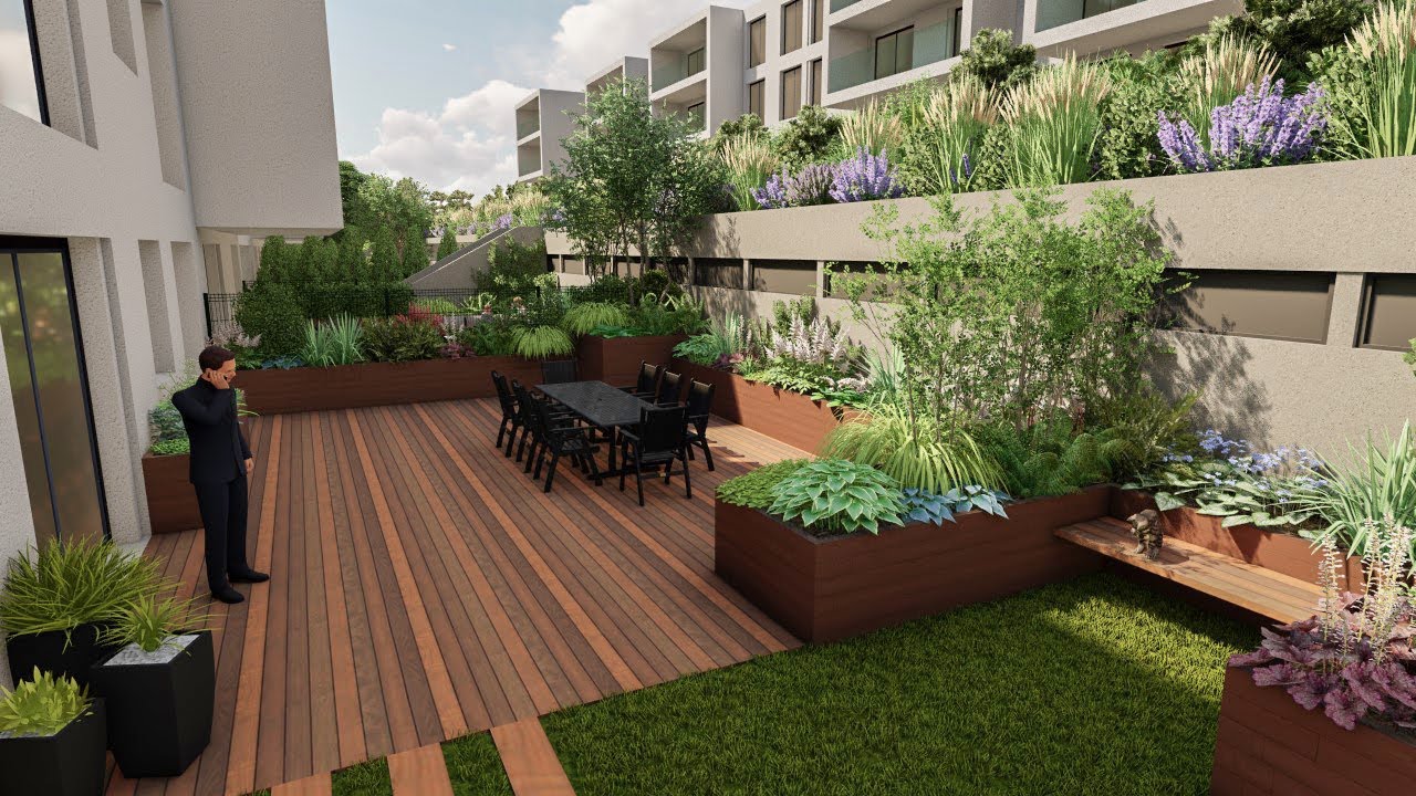 Garden terrace of an apartment building - YouTube