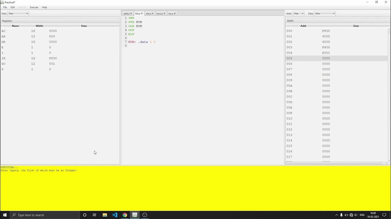 Cpu sim Practical ADD, LDA, STA and { BUN } Operations explained. Cpu sim Practical 7 part 1 ...