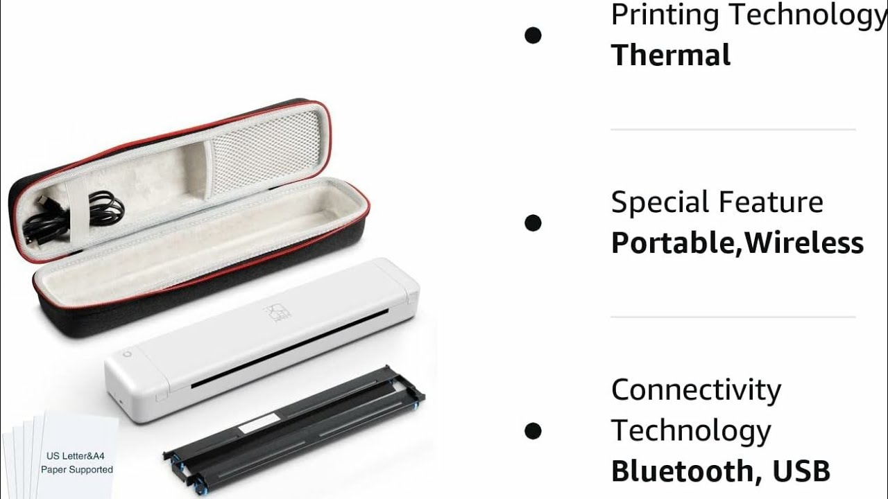 HPRT MT800 Travel Printer Portable, Wireless Thermal Printer with Paper ...
