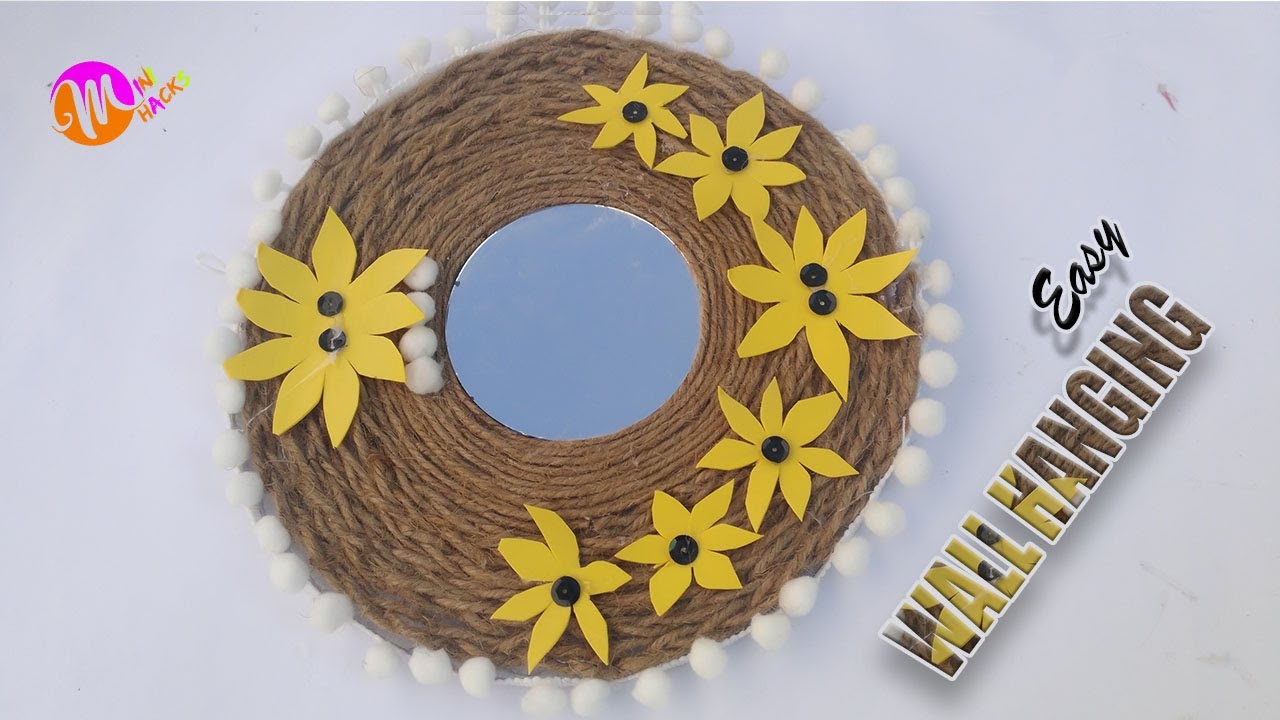 Diy round Jute Wall Hanging Crafts/ Round jute Wall Hanging With Mirror ...