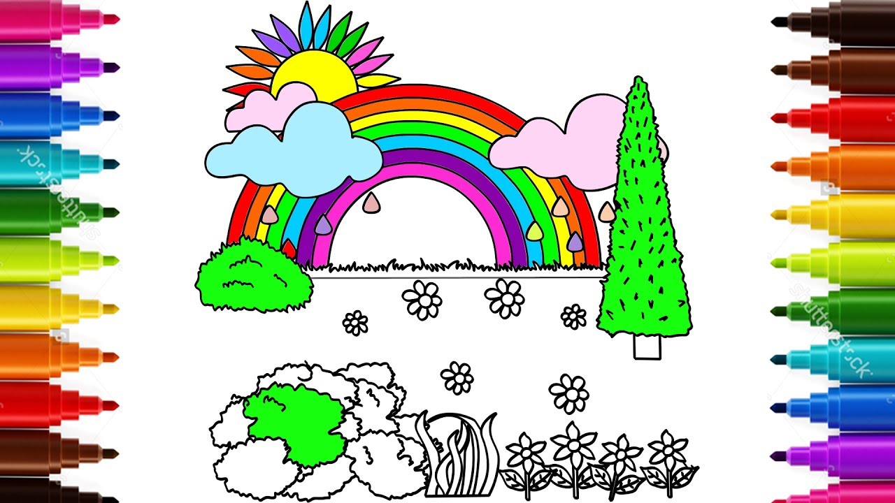 How to Draw a Rainbow Coloring Pages | Kids Songs Learn Drawing | Art ...