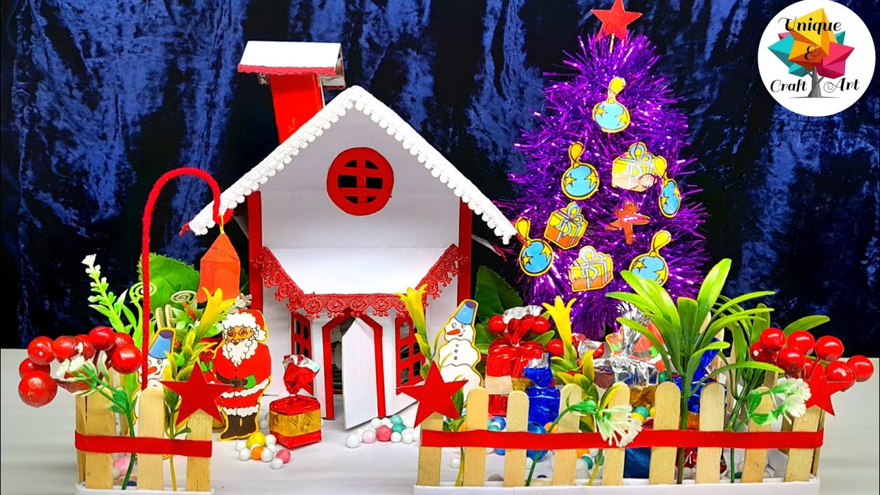 how to make christmas house using cardboard|christmas craft|diy winter ...