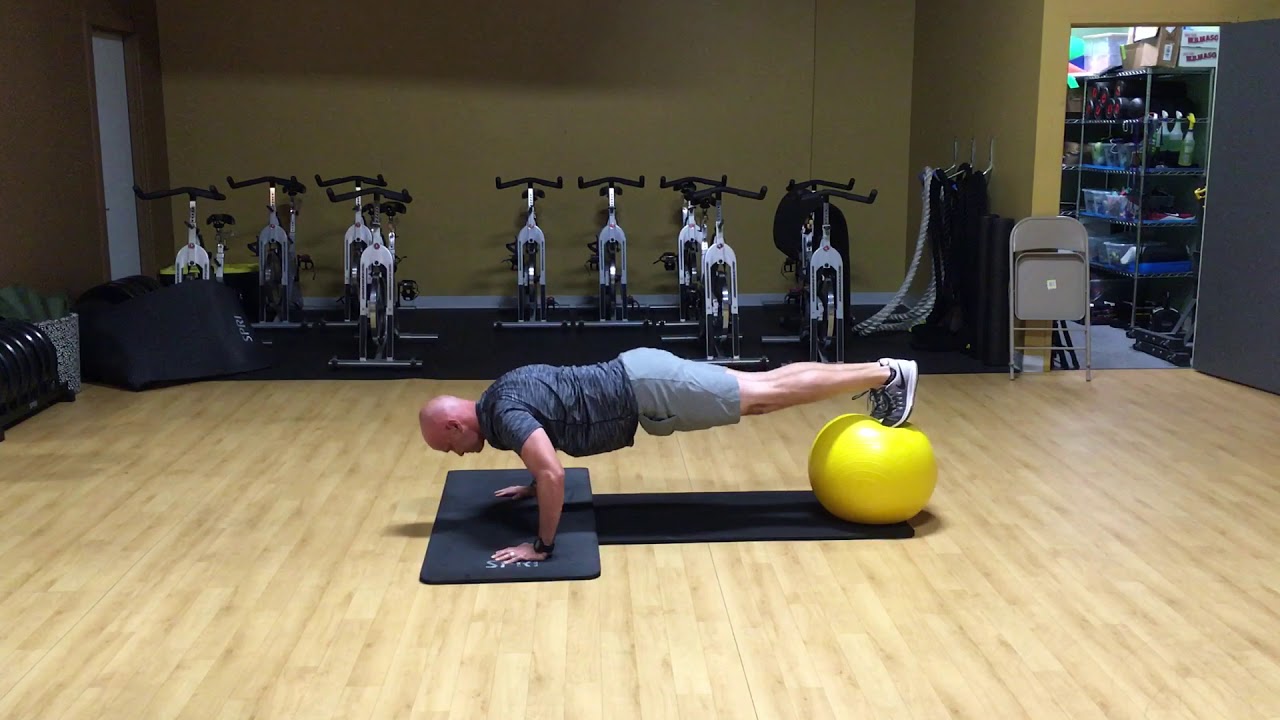 Stability ball push up (feet) - YouTube