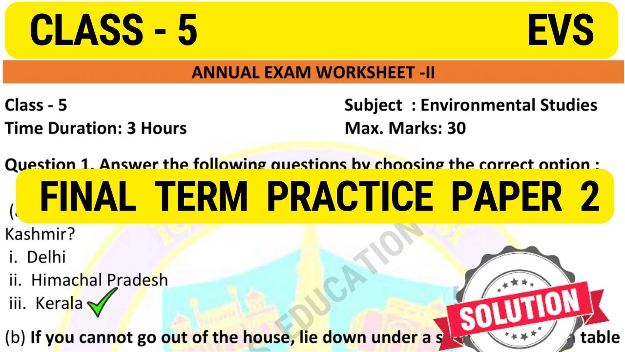 Class 5 EVS final term practice paper 2 with solution - YouTube