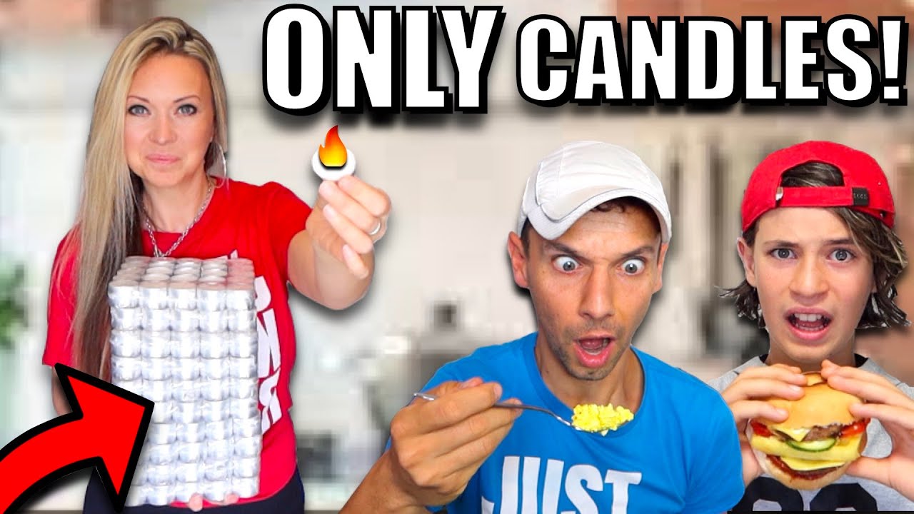 We cooked EVERYTHING using only CANDLES for 24HRS!! 🕯️ food challenge ...