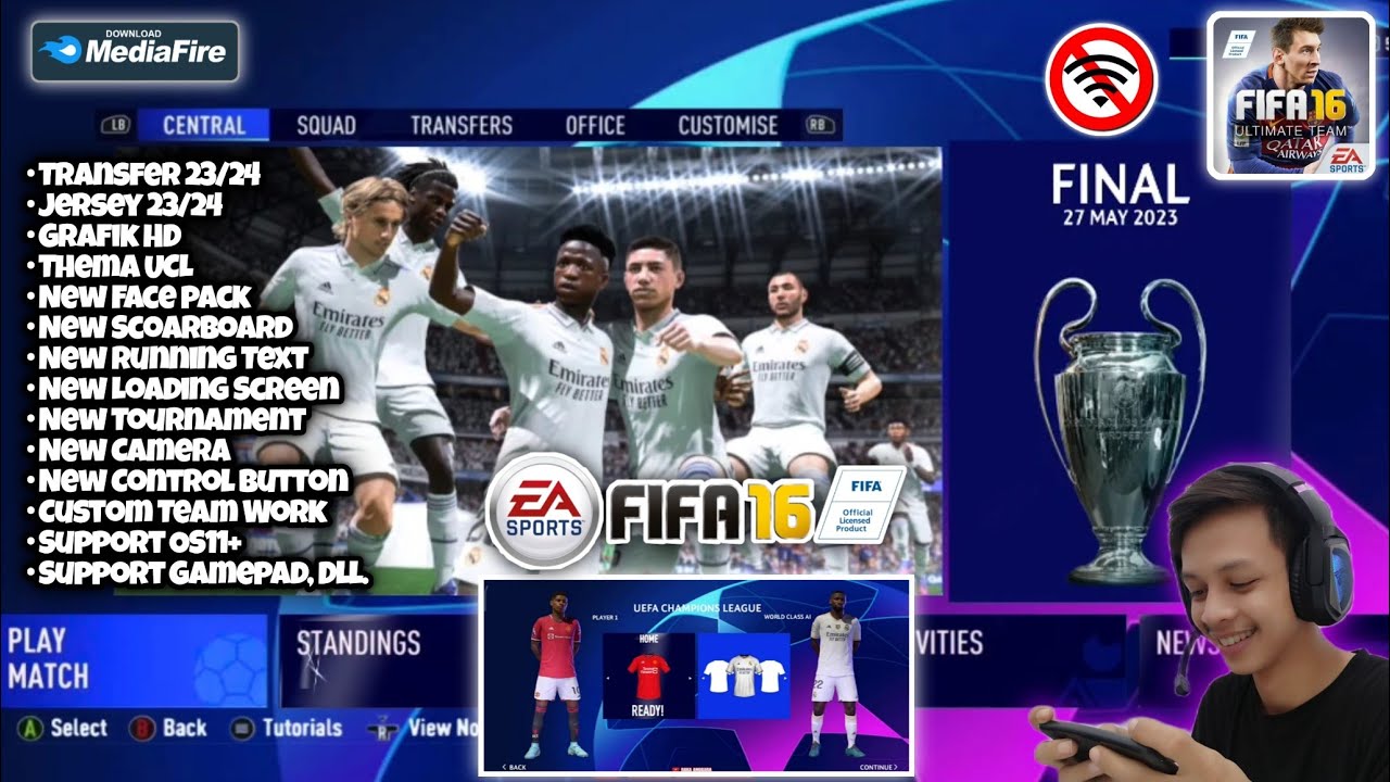 FIFA 16 MOD UCL FULL UPDATE TRANSFER 23/24 & GRAFIK HD - YouTube