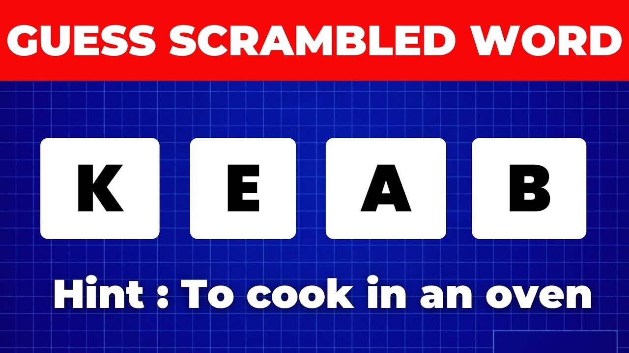 Scrambled Word Game 4 Letters - Guess Jumbled Word with 1 Hint - YouTube