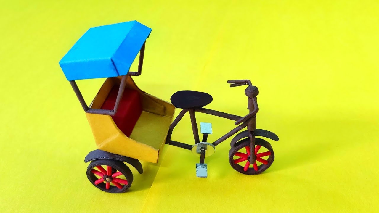 How to make cycle rickshaw with colour paper | Home decoration toy ...