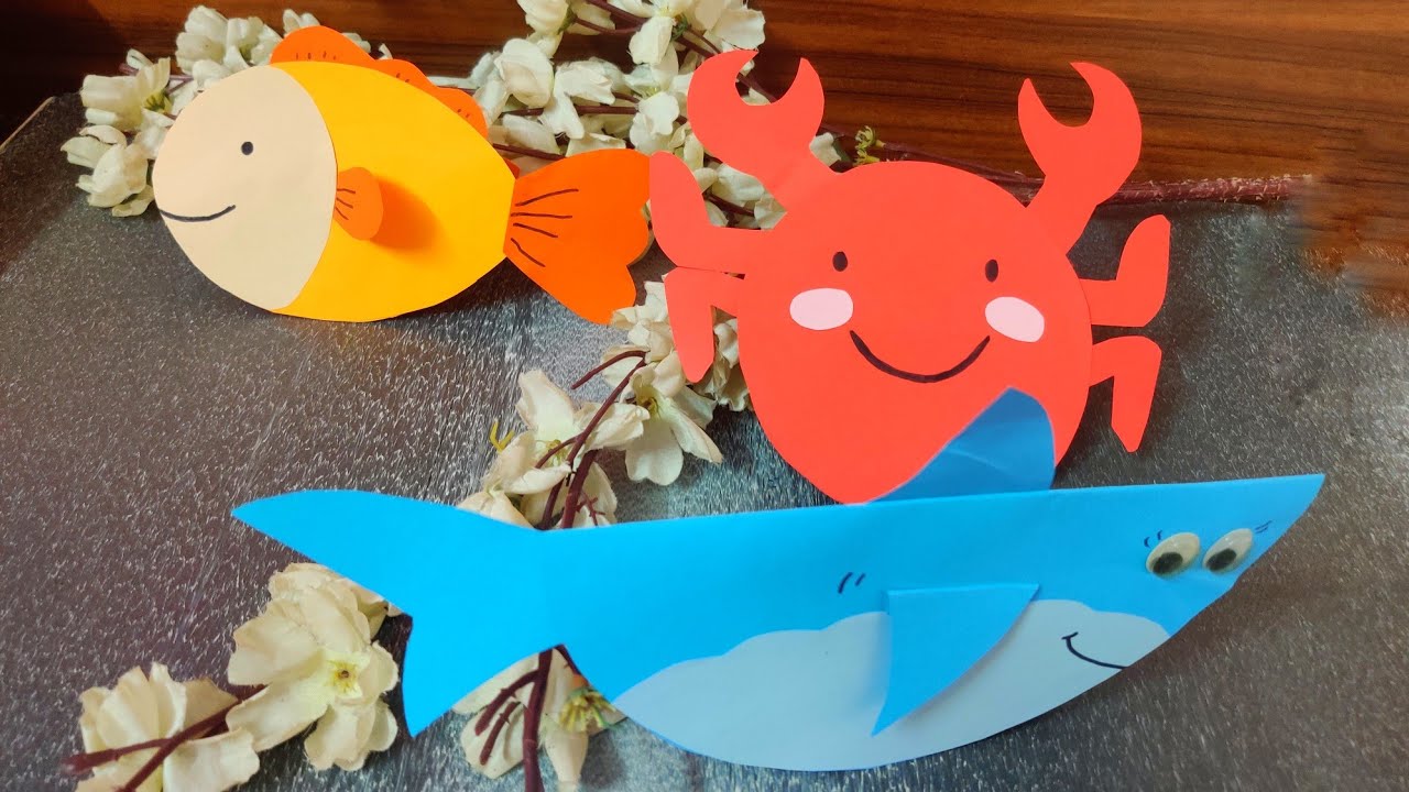 3D AQUATIC ANIMAL | SHARK | CRAB | FISH |KIDS CRAFT | KIDS ART | SCHOOL ...