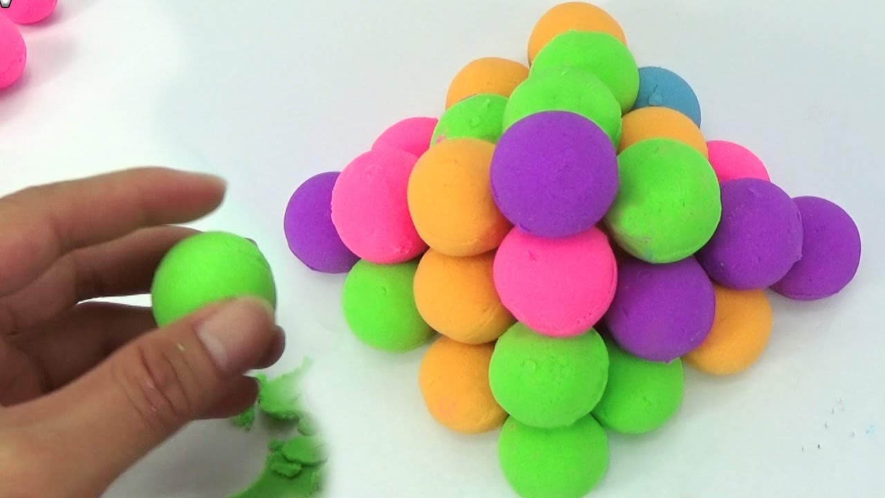 DIY How to Make Kinetic Sand Ball Pyramid Learn Colors and Sizes - YouTube
