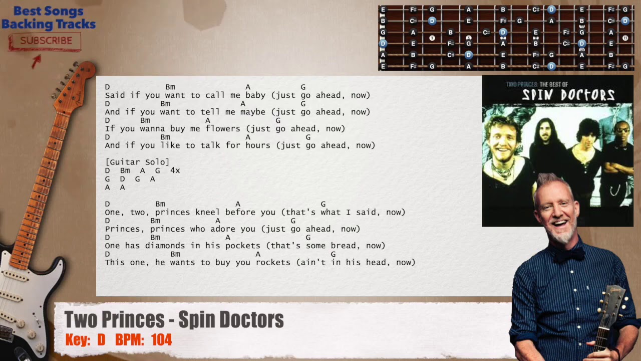 🎸 Two Princes - Spin Doctors Guitar Backing Track with chords and ...