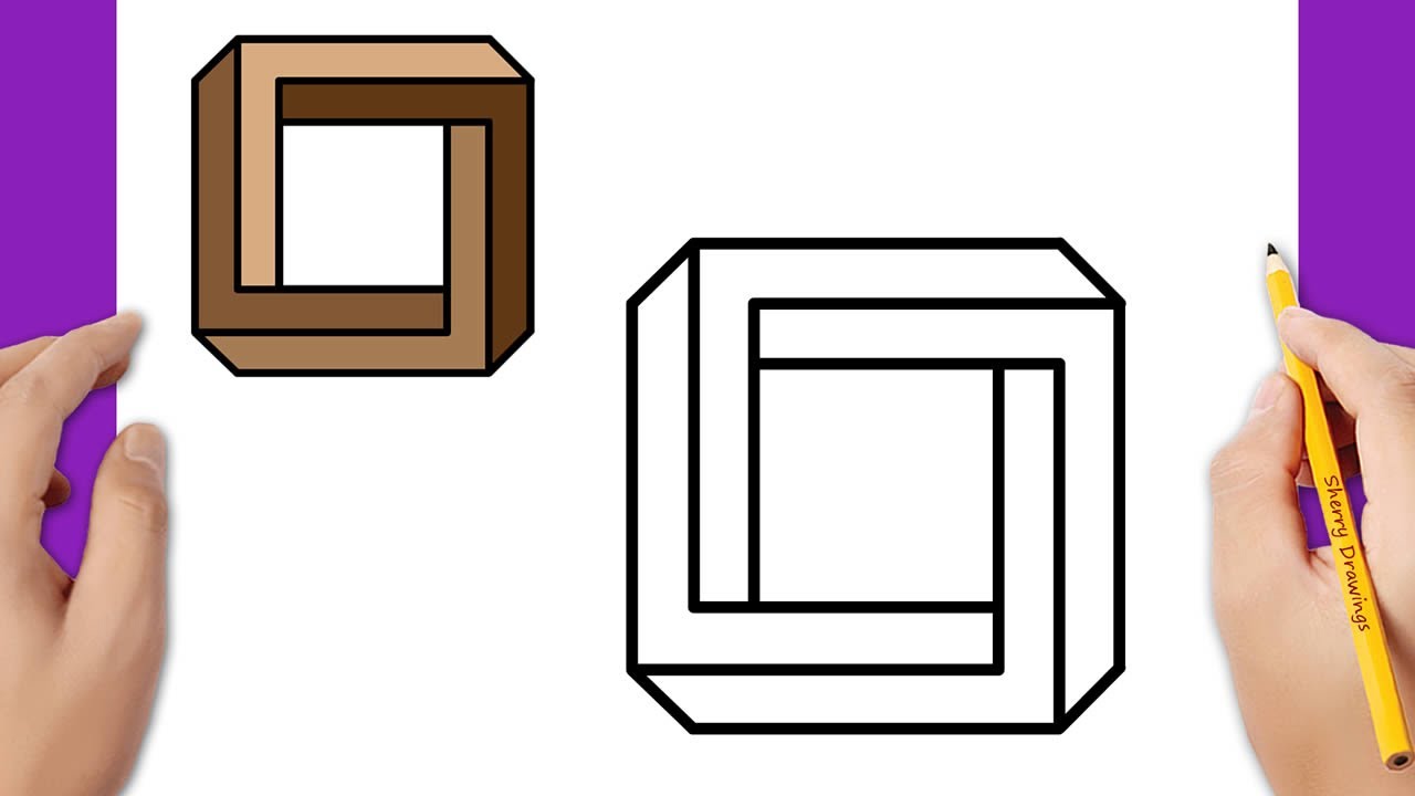 HOW TO DRAW AN OPTICAL ILLUSION EASY | 3D SQUARE DRAWING - YouTube
