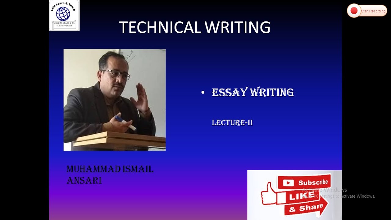 Technical Writing II Components Of Essay By M Ismail Ansari YouTube technical-writing-ii-components-of-essay-by-m-ismail-ansari-youtube