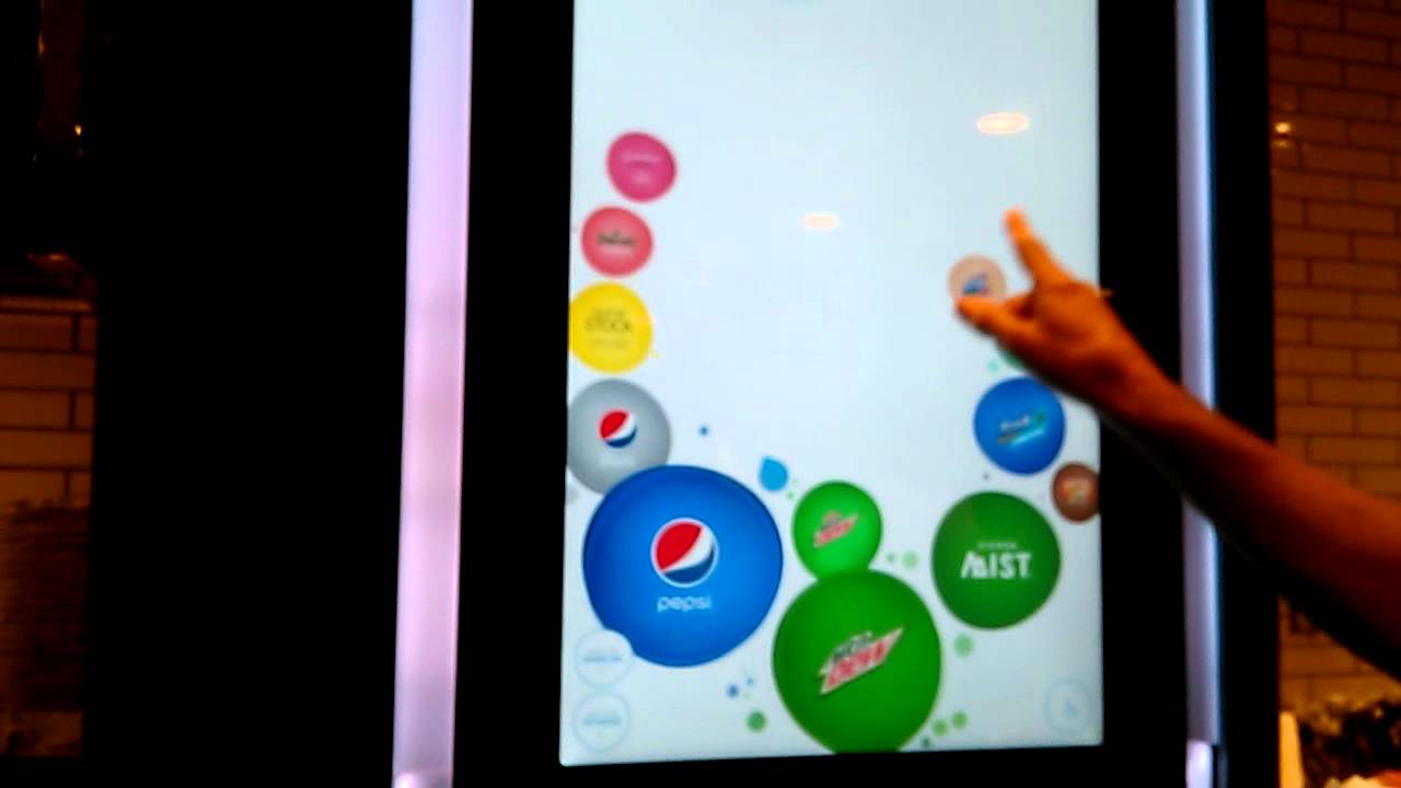 Pepsi touch screen self Drinks serve machine in Las Vegas at LINQ - YouTube