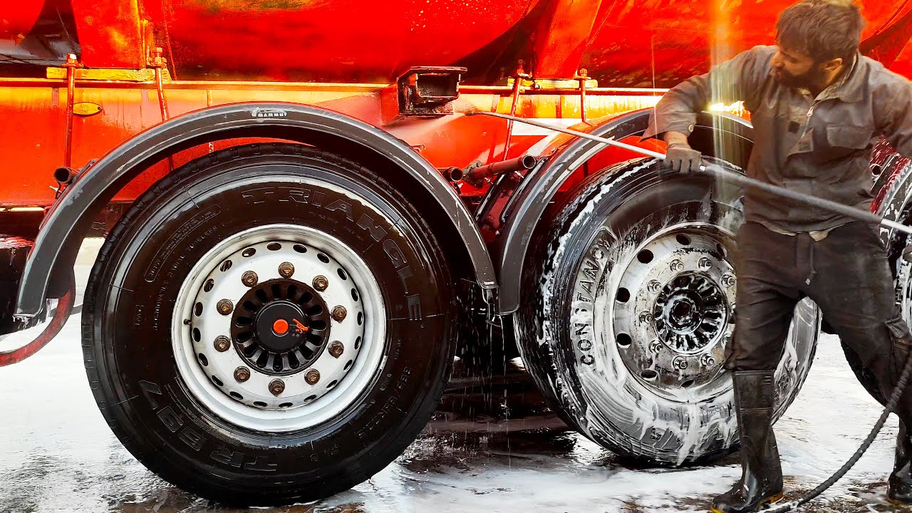 Dive into Truck Tires Washing: Shining Tires through a Soothing ASMR of ...