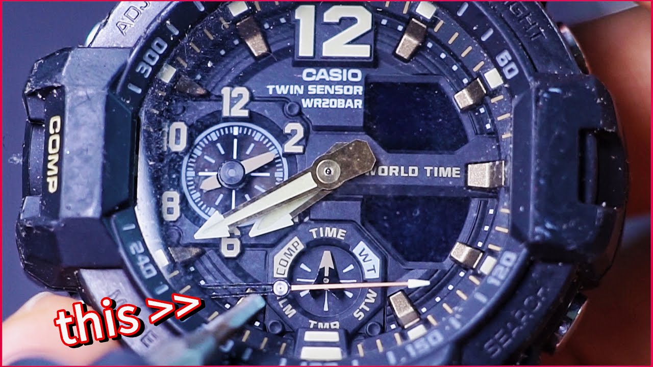 G-Shock watch hand fell off!! | GA-1100 GShock disassembly & battery ...
