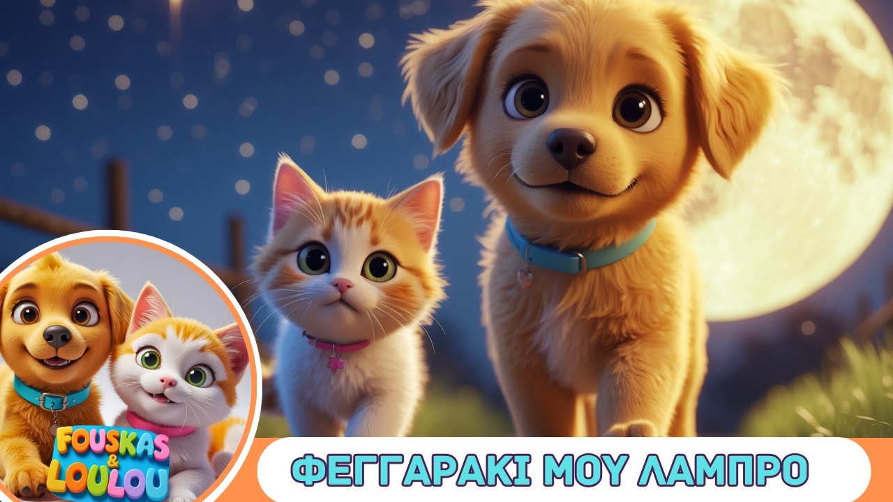 🌙 Φεγγαράκι μου λαμπρό | Fouskas kai Loulou 🐶🐱 | Παιδικό Τραγούδι 🎵 ...