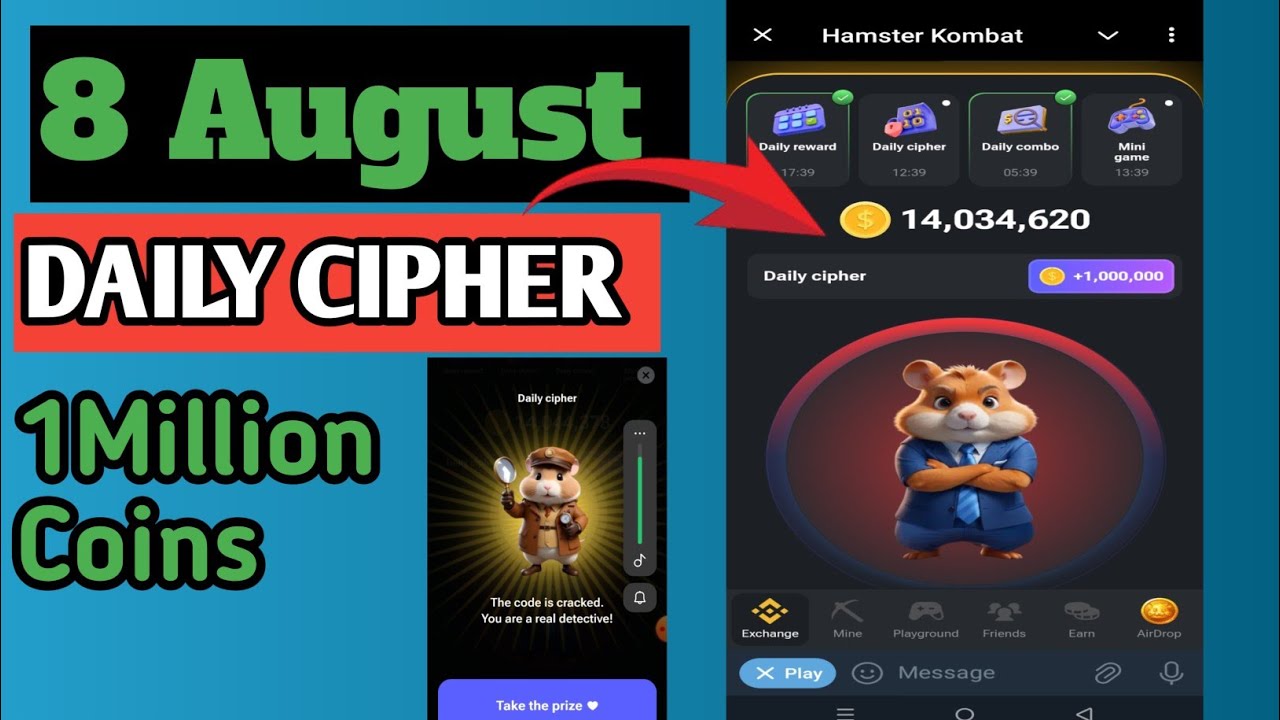 8 August daily cipher code || daily cipher hamster Kombat combo # ...