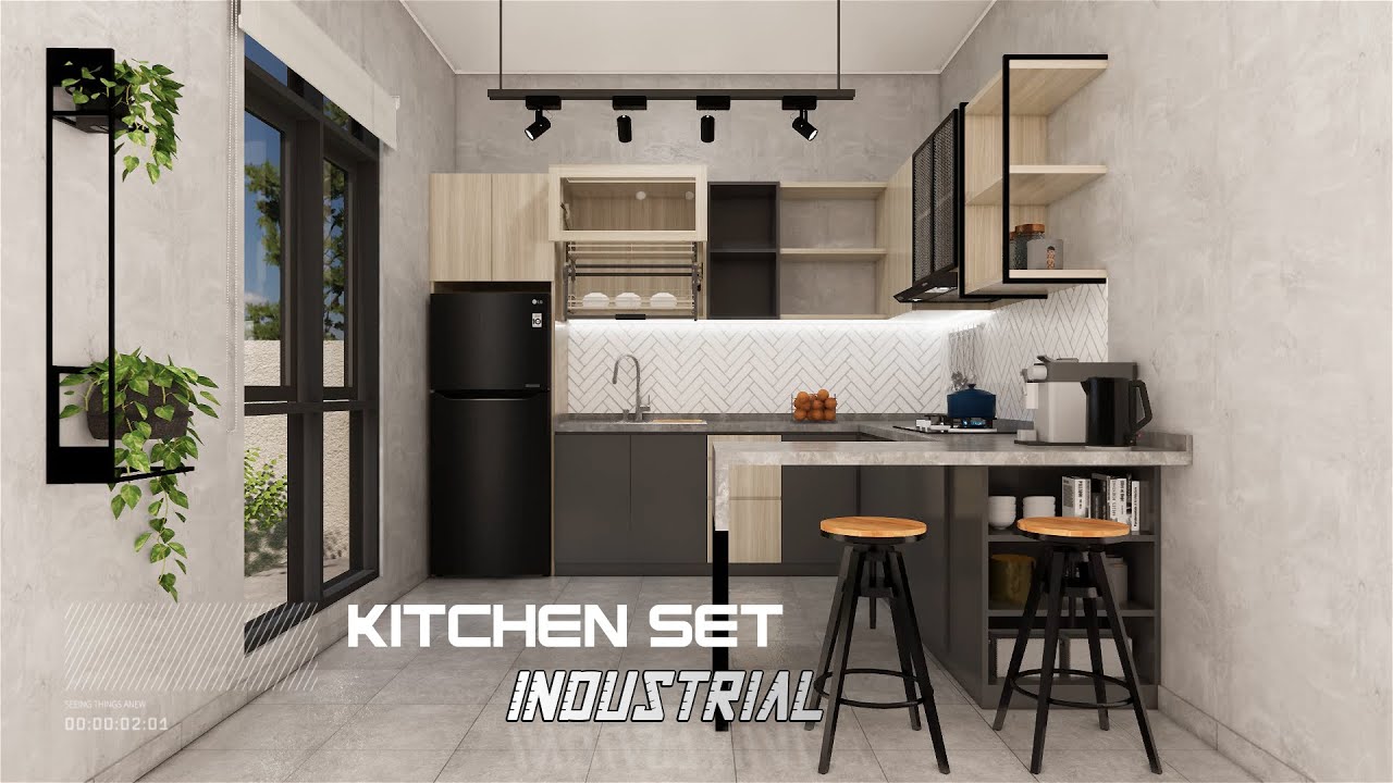 Desain Kitchen Set Industrial Style - YouTube