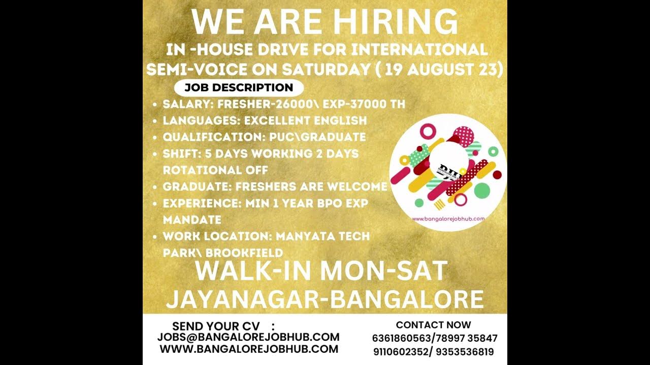 we are hiring for international semi-voice process - YouTube