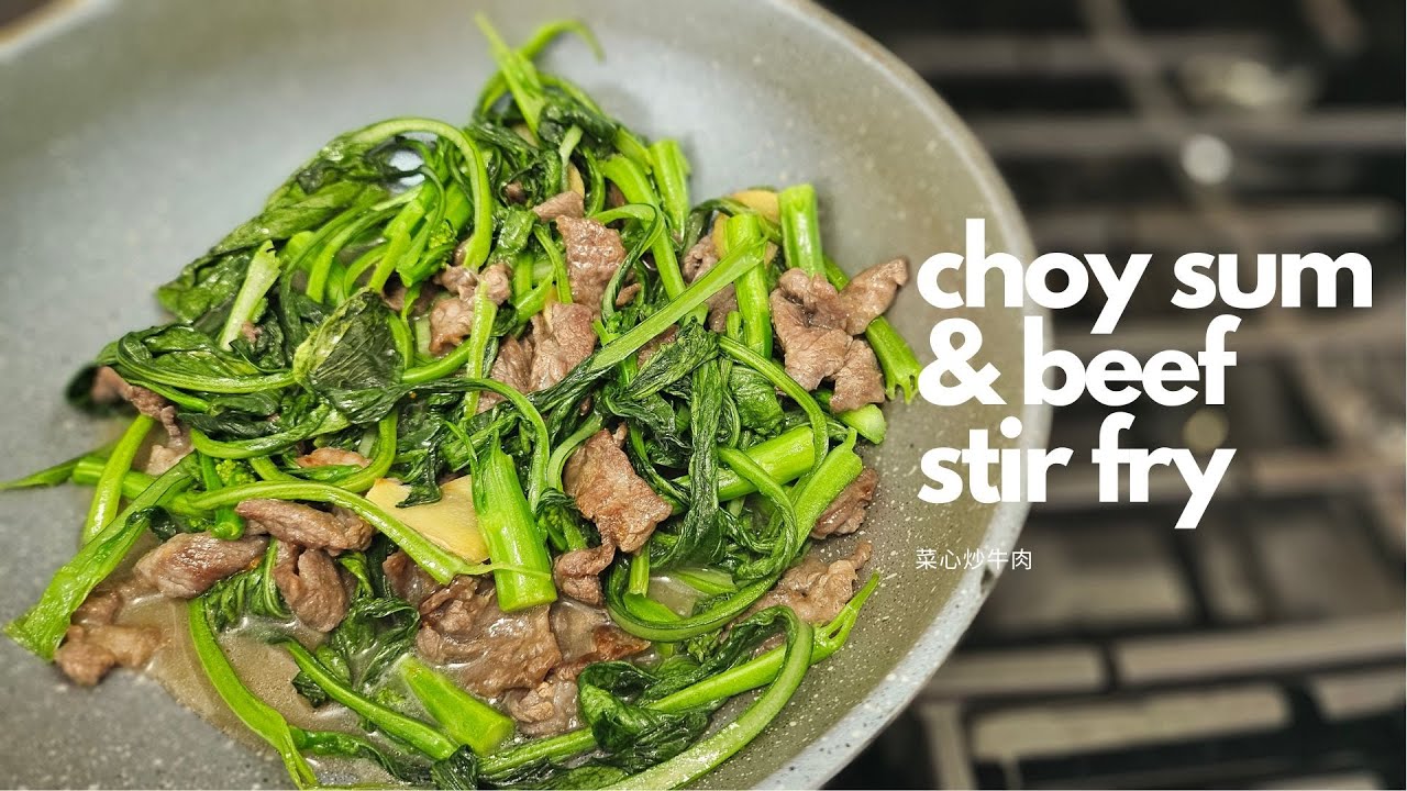 Choy Sum Beef Stir Fry Recipe - Cantonese Style - YouTube