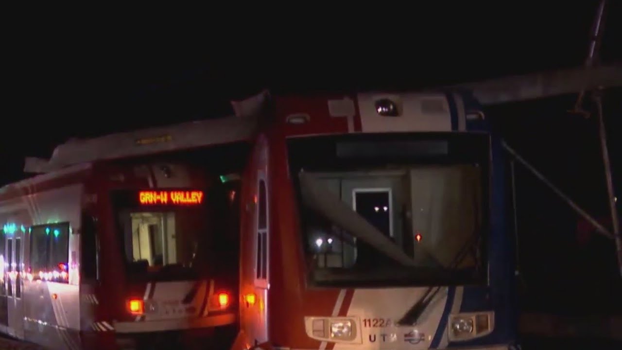 TRAX train derailment leads to collision in West Valley City - YouTube