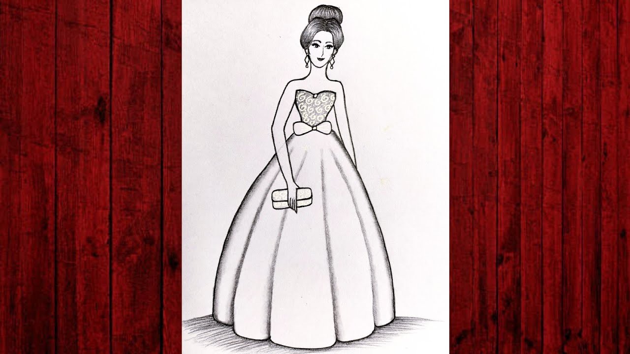 How to draw girl wearing Prom long dress for beginners / drawing / Art ...