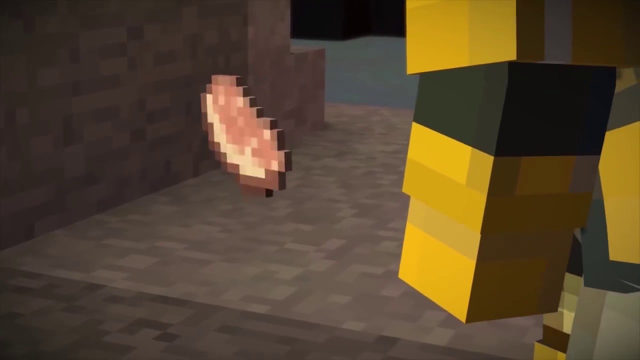Man laughs at pig dying in minecraft story mode - YouTube