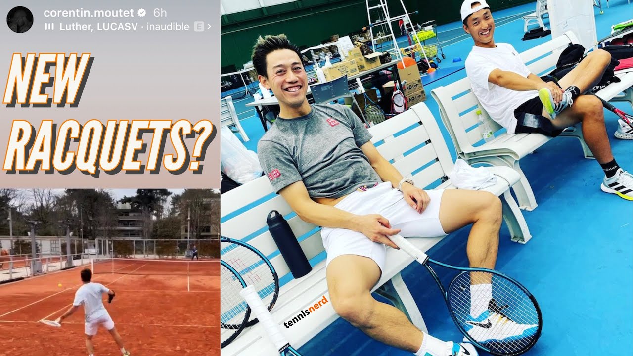 Moutet and Nishikori with new racquets? - YouTube