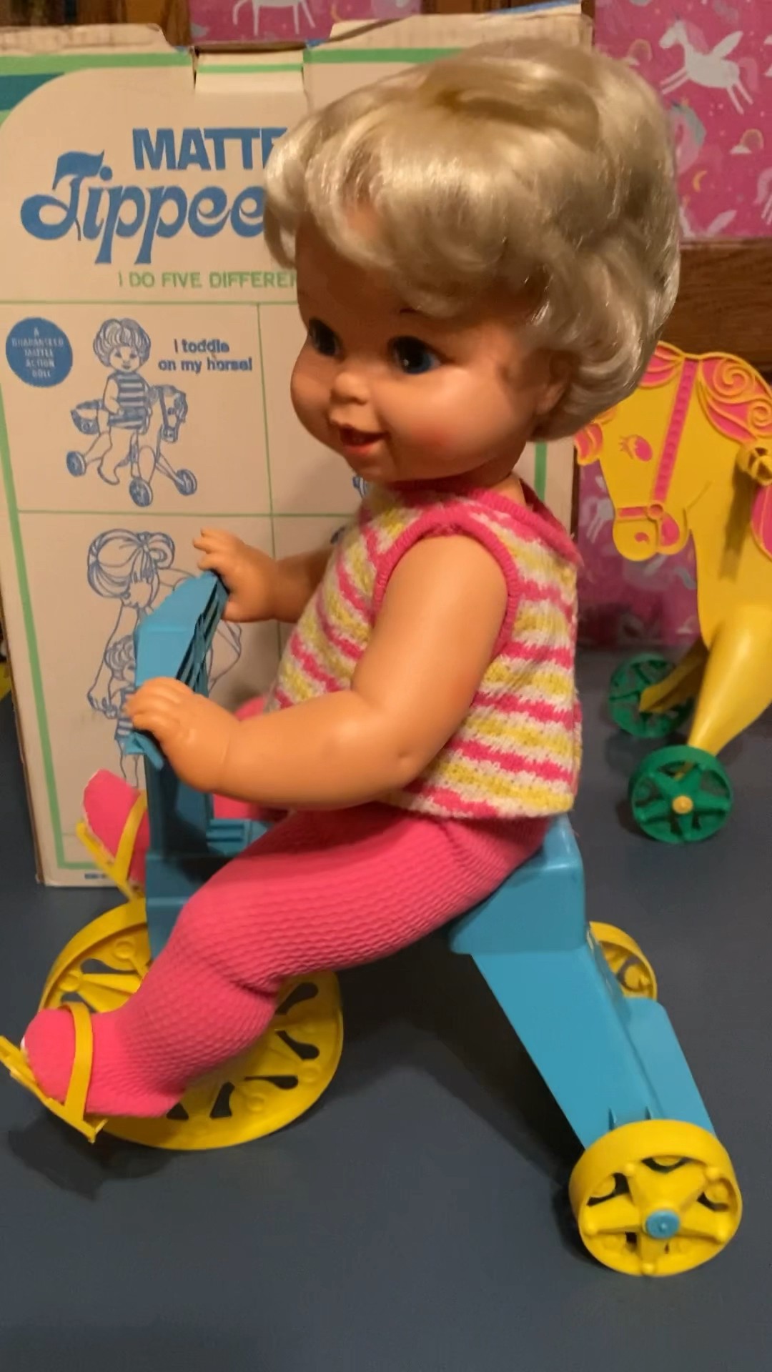 1967 Mattel Tippee Toes WALKING Baby Doll with Horse Tricycle Vintage Dolls 1960s YouTube