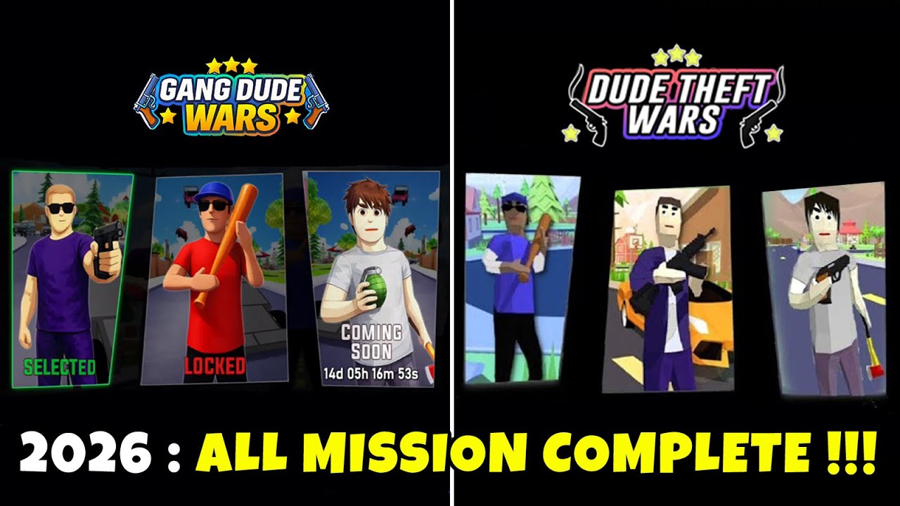 [ UNLOCK ] MENYELESAIKAN SEMUA MISSI DUDE THEFT WARS PALSU ‼ GANG DUDE ...