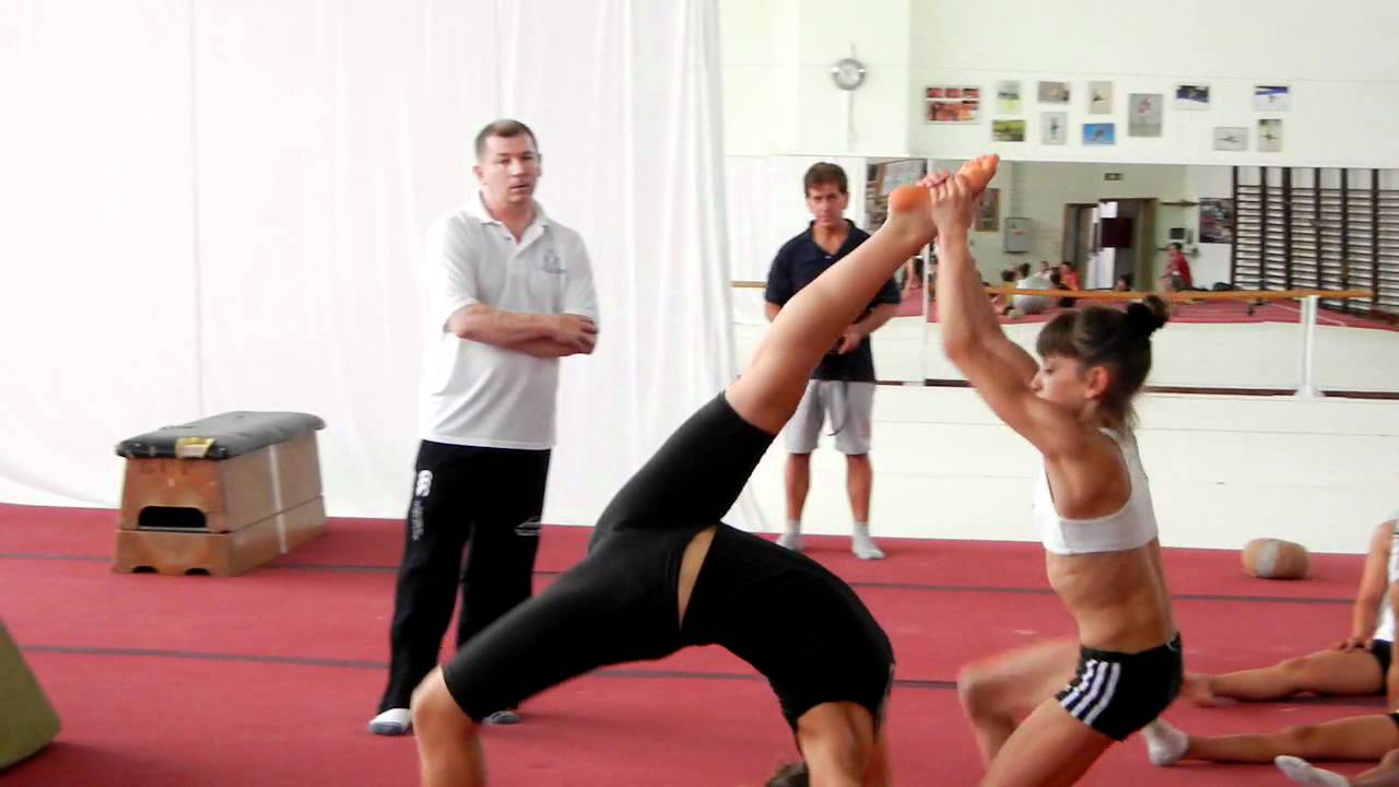 Acrobatic Gymnastics Training WP bridge climb to chest hand placement 1 ...