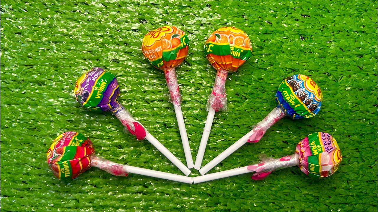 Yummy satisfying, How to open Rainbow Lollipop Fruit Candies Cutting on ...