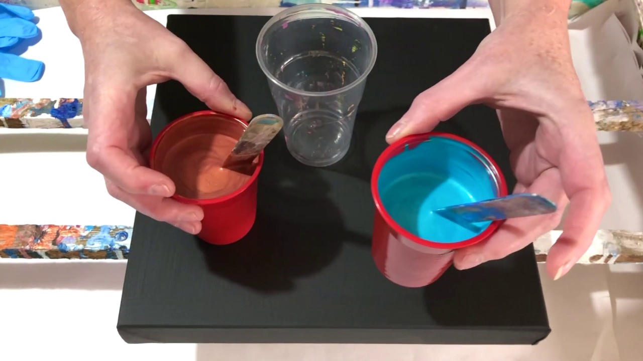 #74 Iridescent copper and blue flip cup Acrylic pouring - YouTube