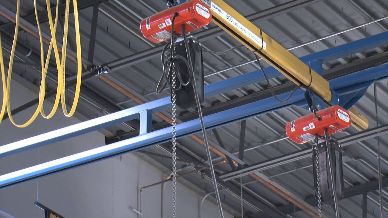 Gorbel Work Station Crane at Stewart Haas - YouTube