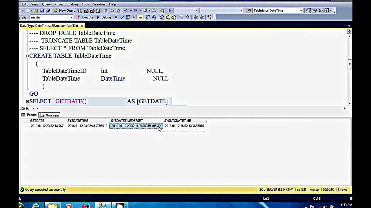 Sql Server Data Type Part 13 Datetime Telugu Youtube