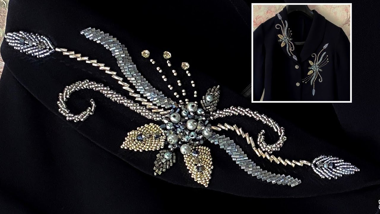 Beadwork / Trending neckline beads embroidery design coat - YouTube
