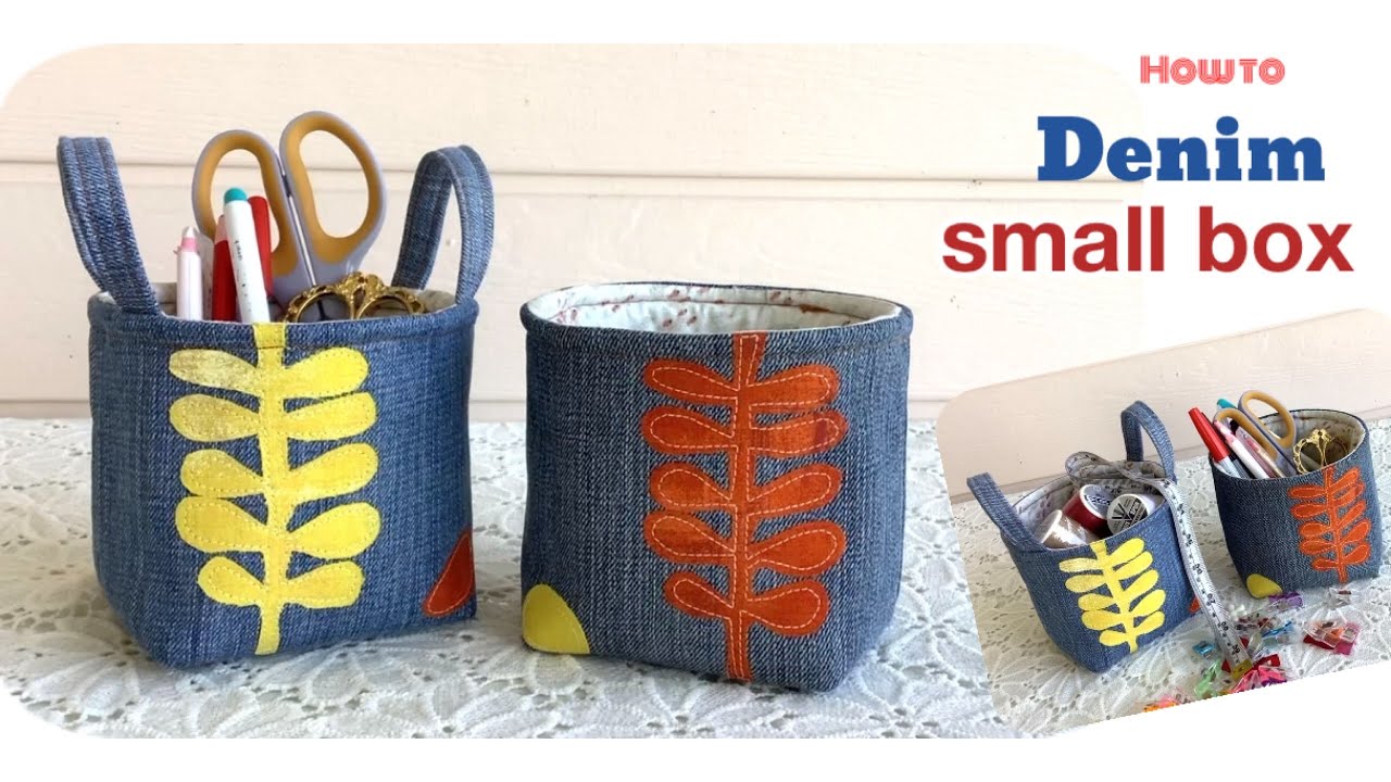 how to sew a denim small boxes tutorial, easy to sew a small boxes ...