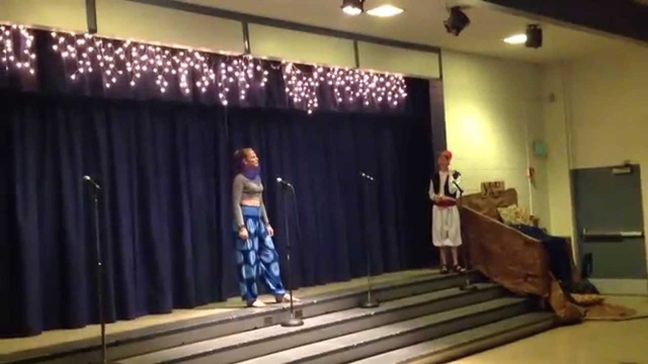Morgan Lee playing Genie in the play Aladdin Jr Santa Fe middle school ...