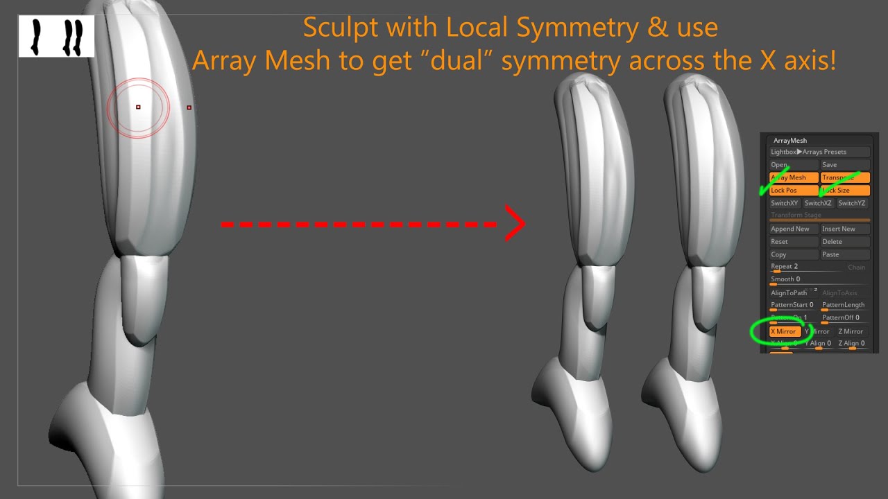 Z Brush - Array Mesh to Sculpt with Local & World Symmetry - YouTube