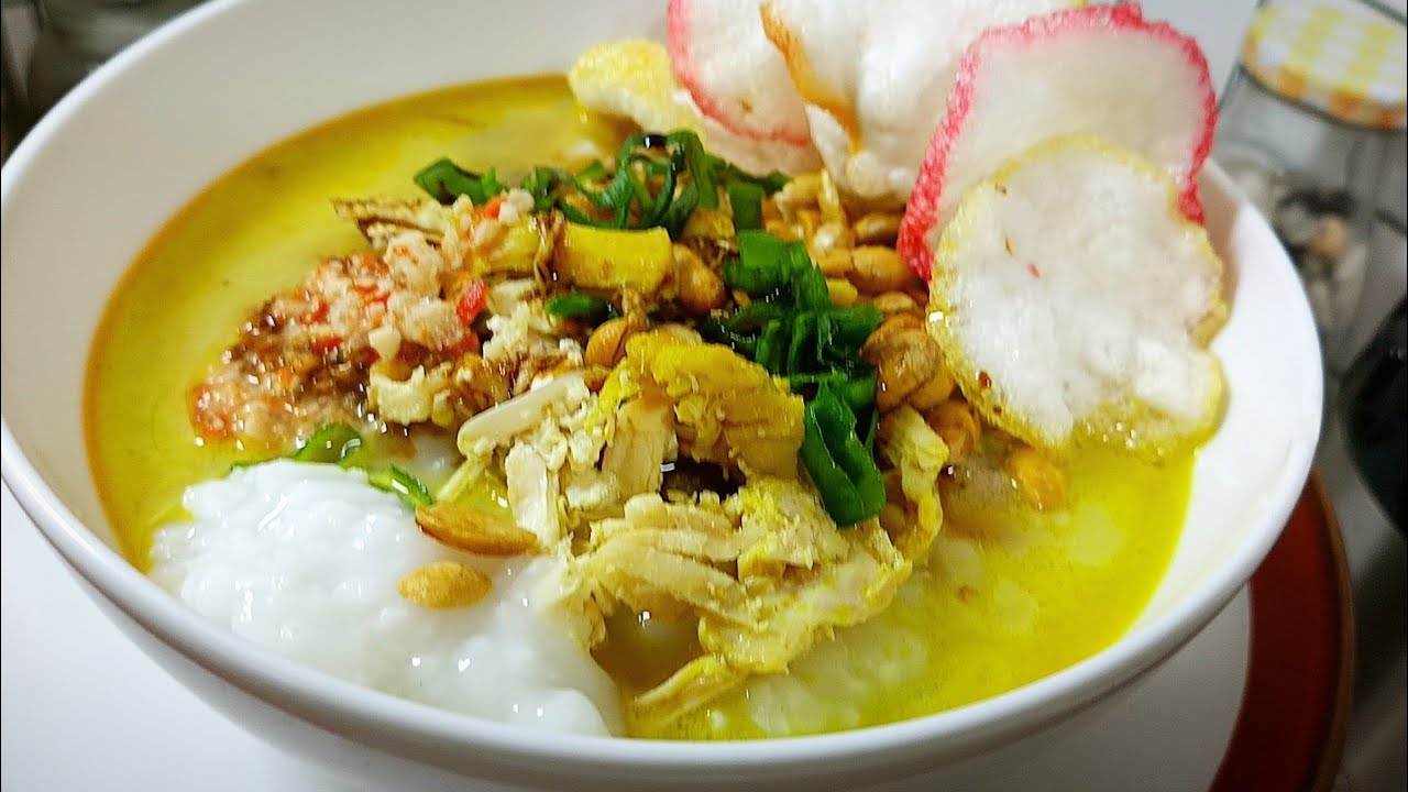 resep LENGKAP .. BUBUR AYAM kuah KUNING sambel KACANG... - YouTube