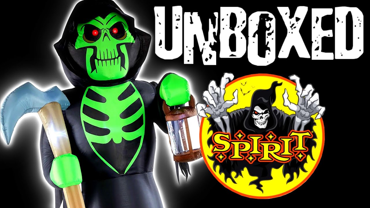 SPIRIT HALLOWEEN HUGE INFLATABLE GRIM REAPER !! 8 FEET TALL LIGHT ED ...