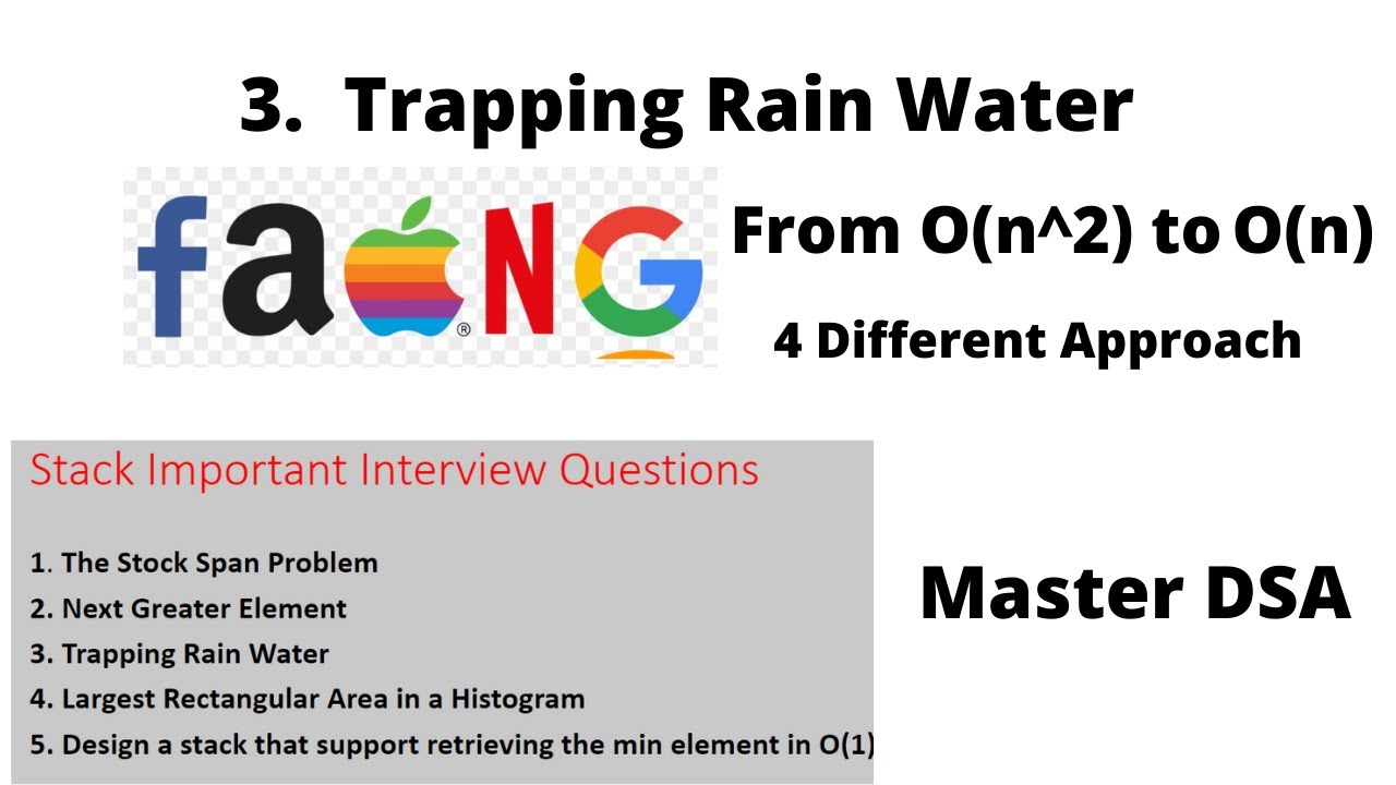 20. Trapping Rainwater Problem | Stack Important Interview questions ...